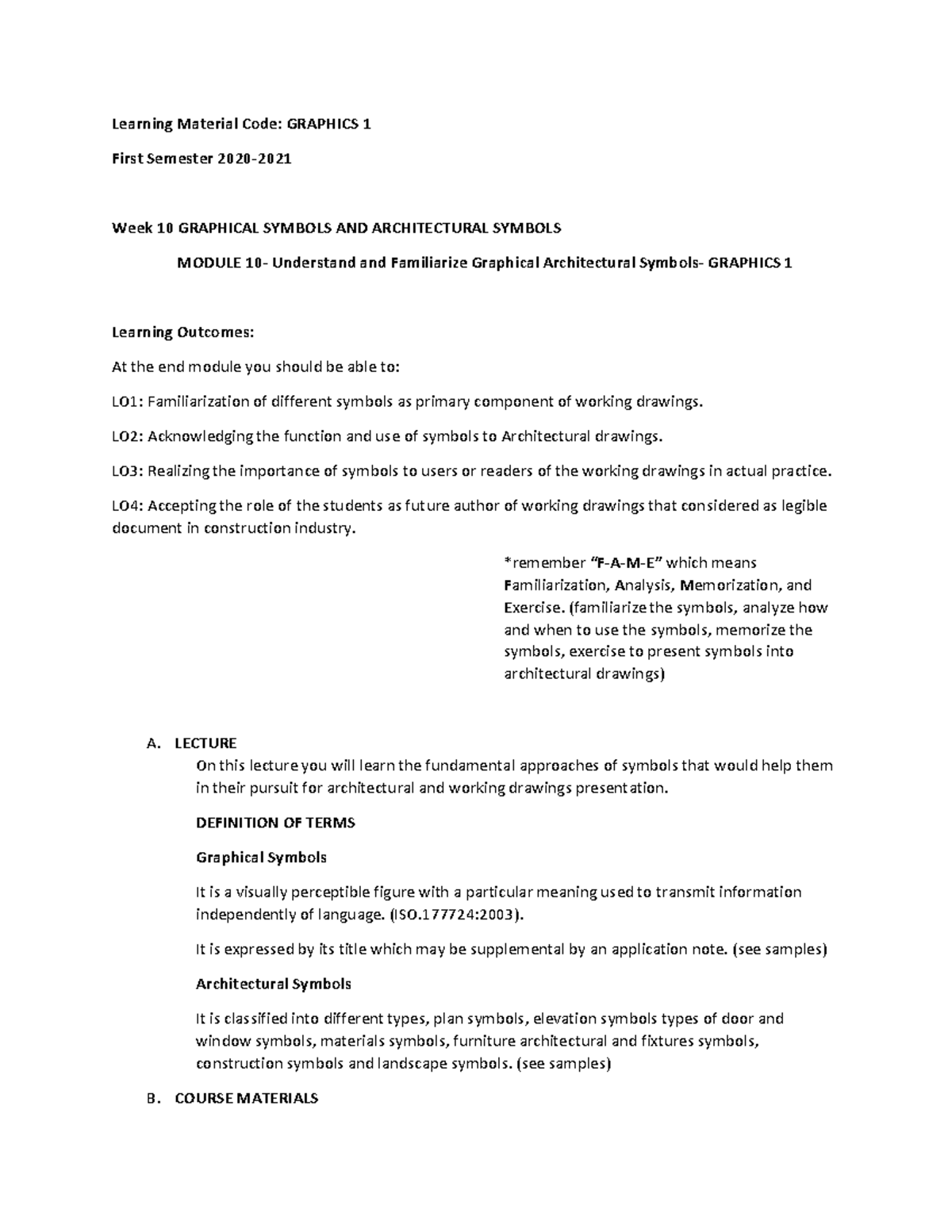 BS ARCH GRAPHICS 1: Understanding Graphical and Architectural Symbols ...
