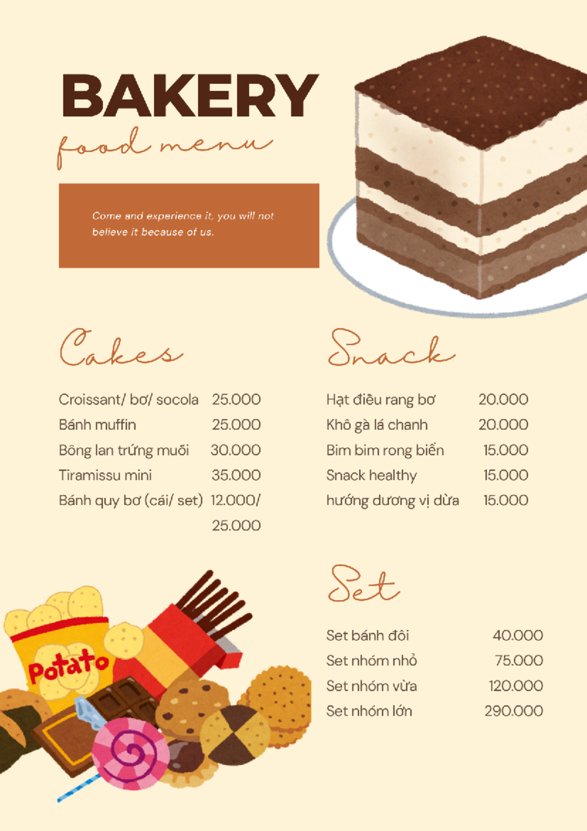 BAKERY Menu: Cakes, Snacks, and More - PDF Version - Studocu