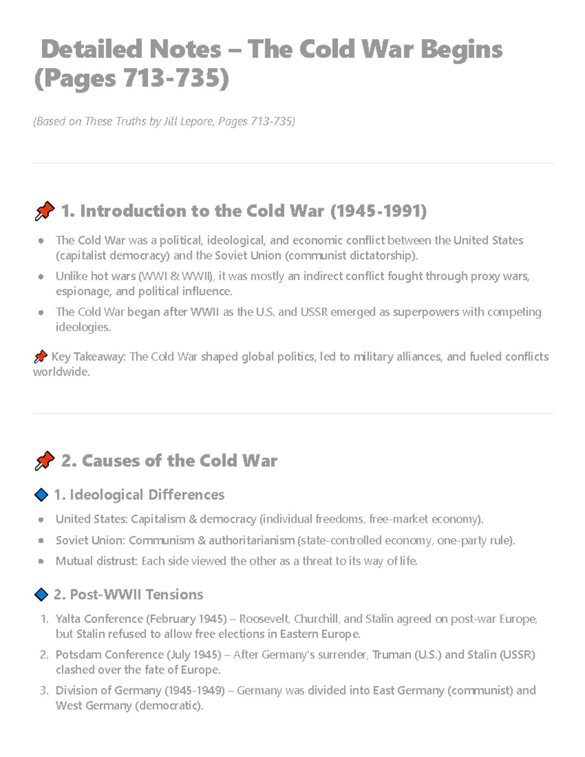 Cold War Overview: Key Concepts & Events (Course Code: CW101) - Studocu