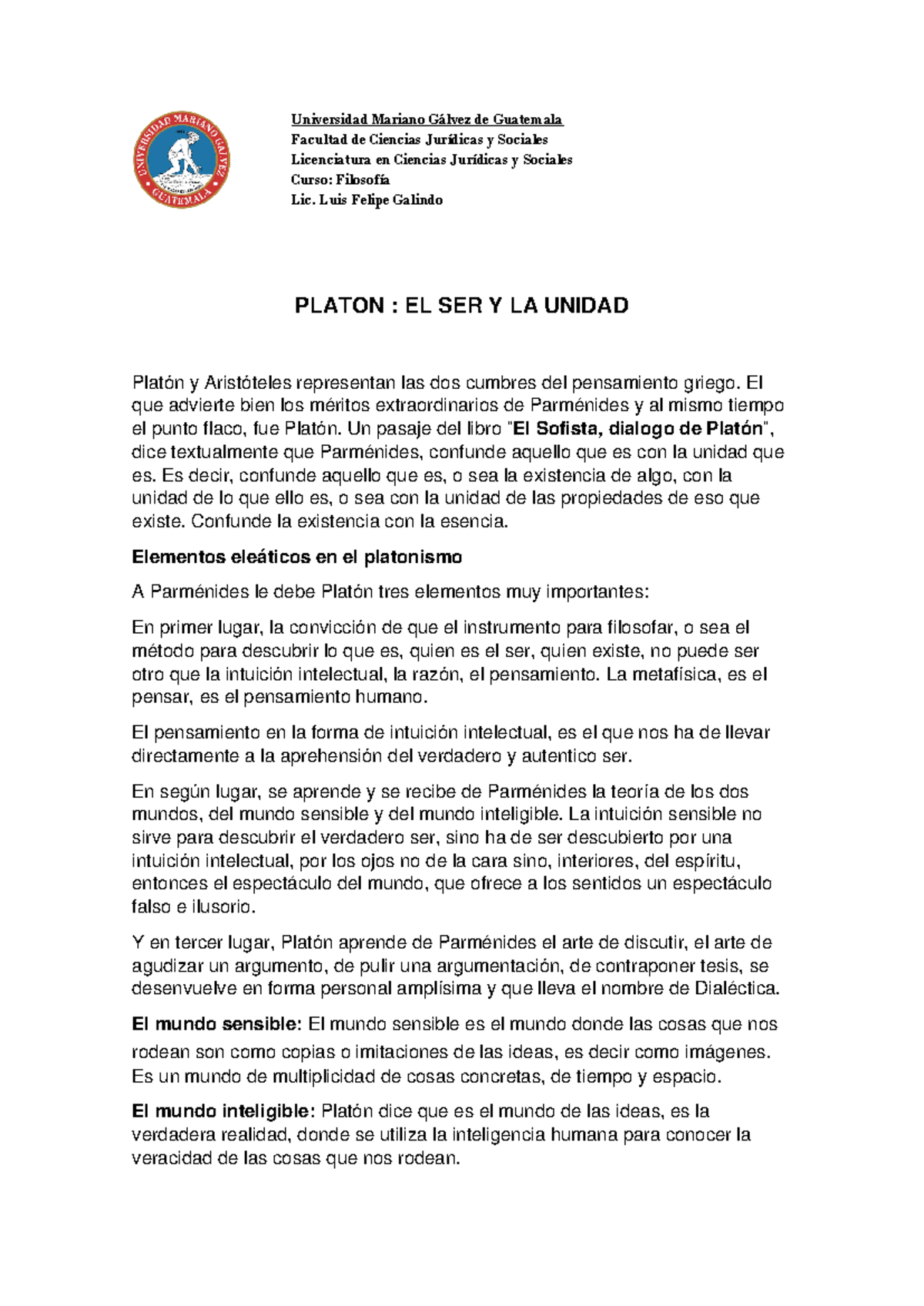 Ideas de Platón: El Ser, Unidad y el Mundo Inteligible - Filosofía ...