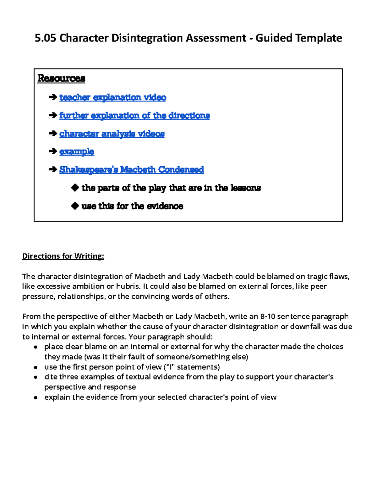 Copy of 5.05 Character Disintegration Guided Template - 5 Character ...