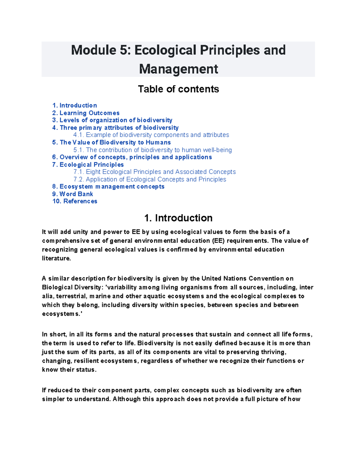 Ecological Principles & Biodiversity: Module 5-8 Overview - Studocu