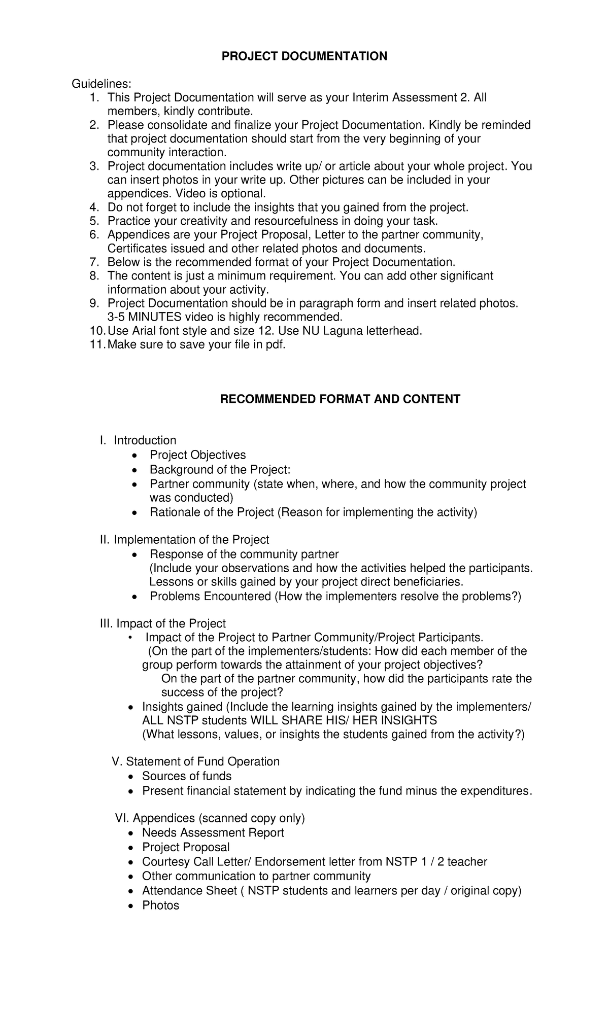 NSTP 2 Project Evaluation AND Documentation 1 - PROJECT DOCUMENTATION Guidelines: 1. This ...