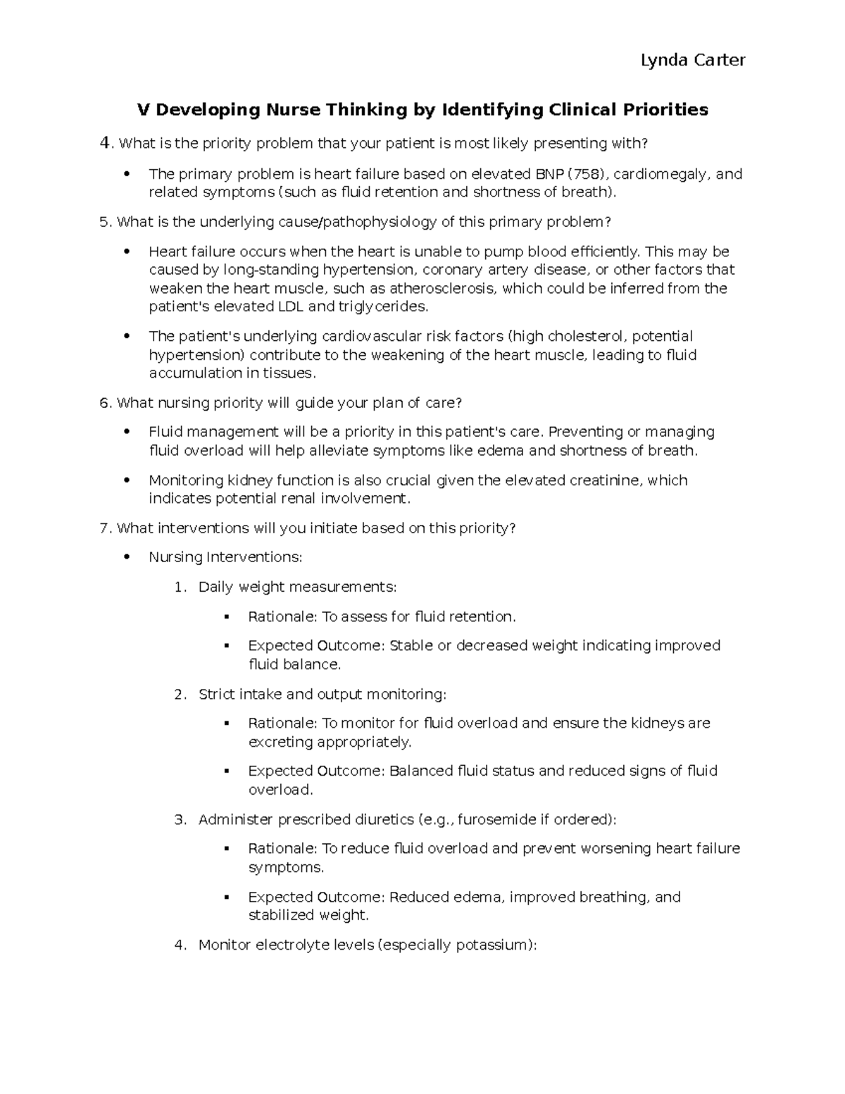 V and VI Developing Nurse Thinking by Identifying Clinical Priorities ...