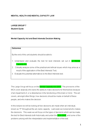 [Solved] What is the 4 stage capacity test - mental health law - Studocu