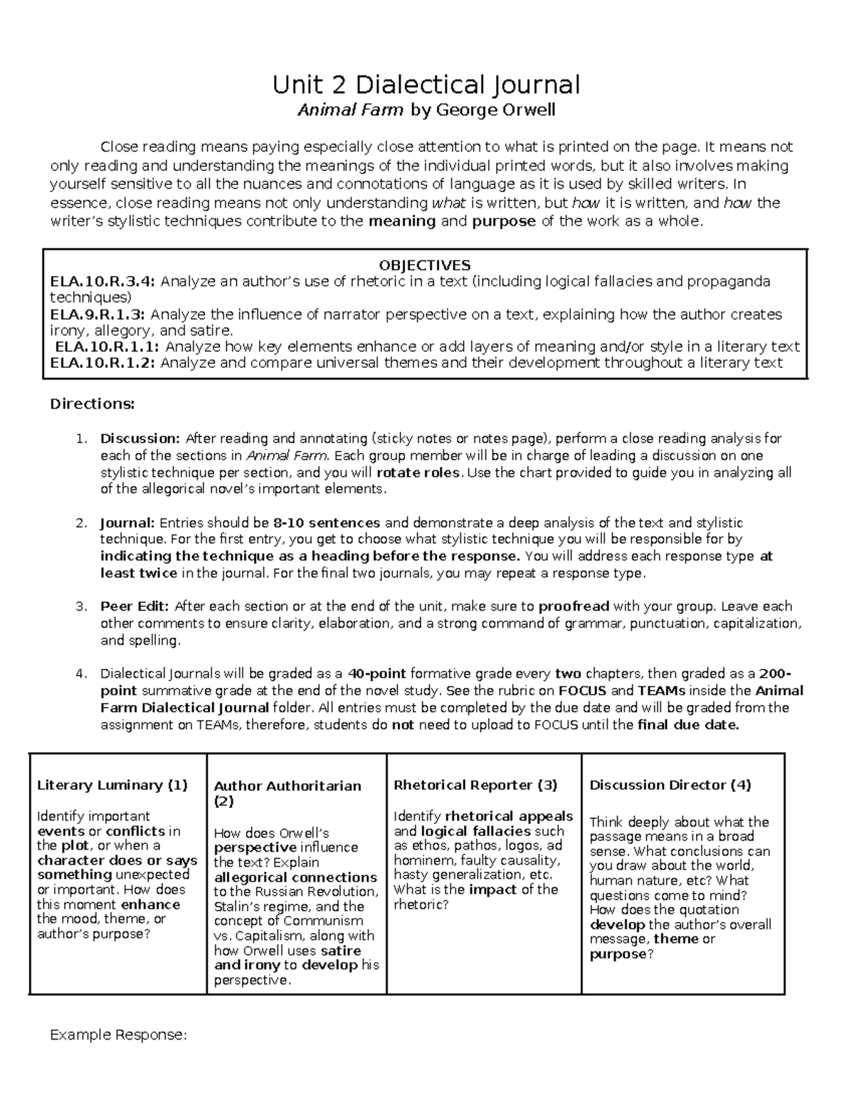 Animal Farm 2023: Dialectical Journal Insights and Analysis - Studocu