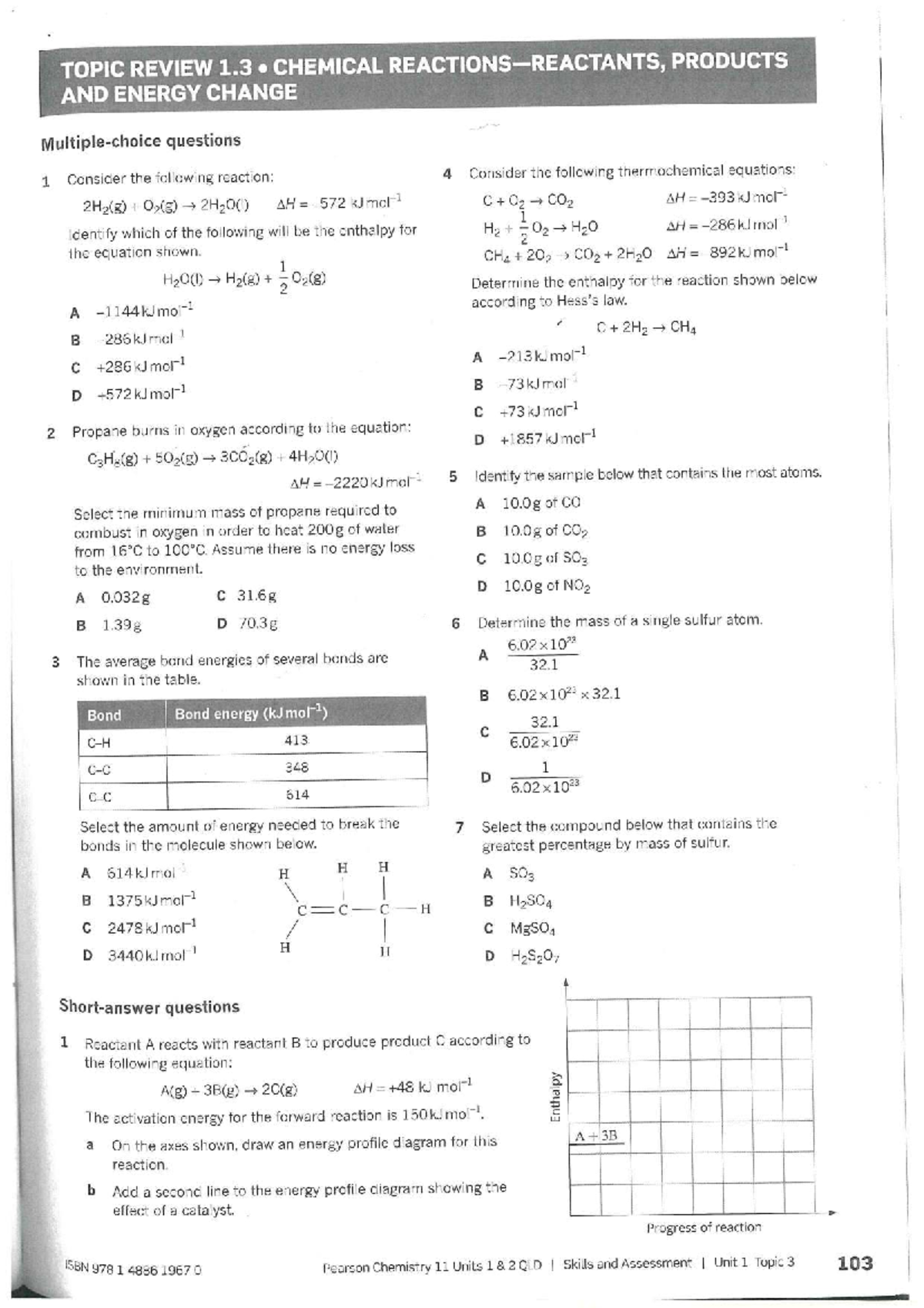 Topic Review 1.3: Chemical Products & Energy Change Analysis - Studocu