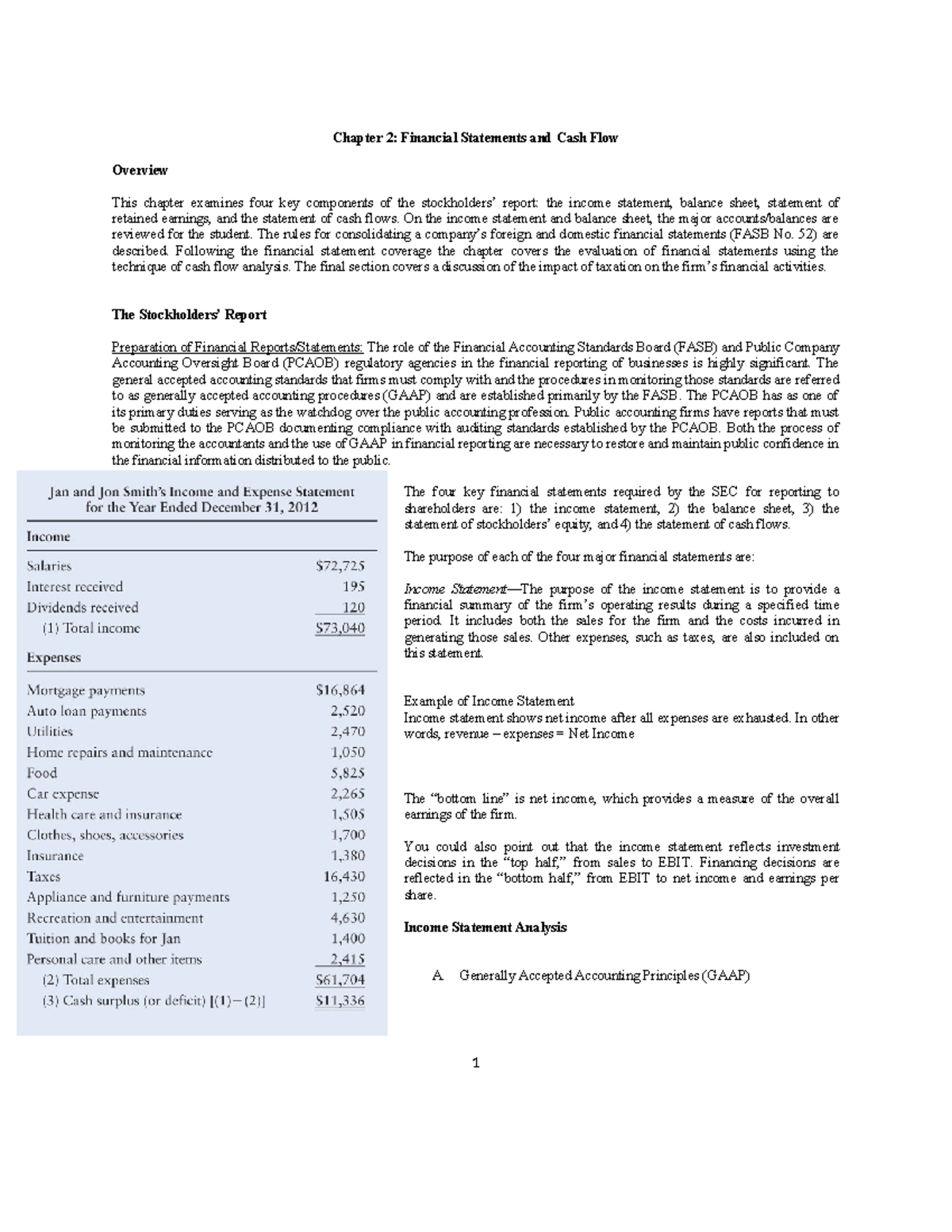 Fina5320: Chapter 2 - Financial Statements & Cash Flow Analysis ...