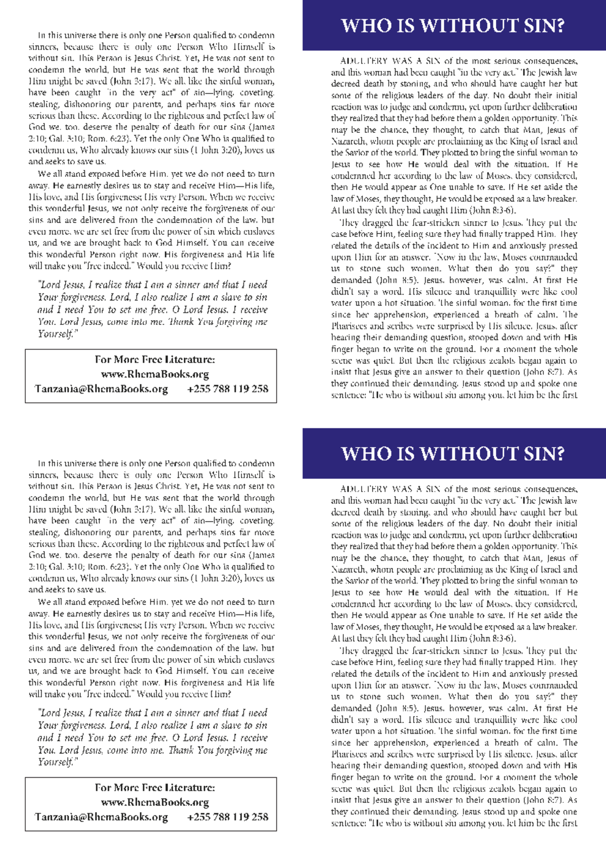 Who is Without Sin A4 - Referal notes - WHO IS WITHOUT SIN? In this ...