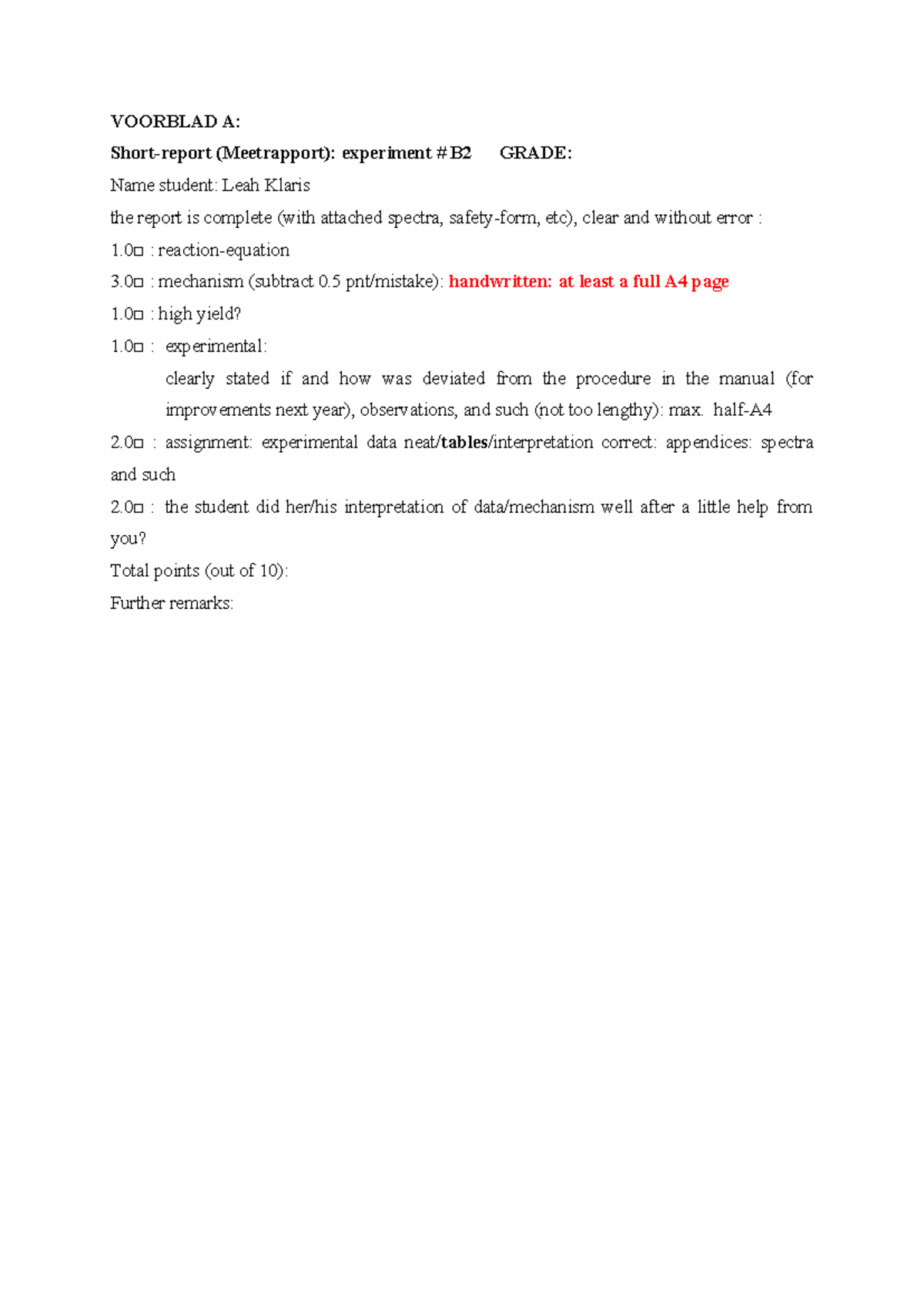 Organische Chemie Practicum (4011ORGCPY): Meetrapport Experiment B2 ...