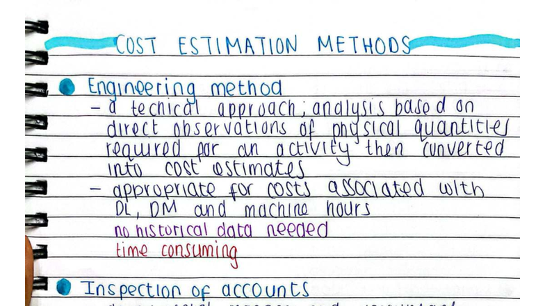 COST ESTIMATION METHODS: A Technical Analysis Overview - Studocu
