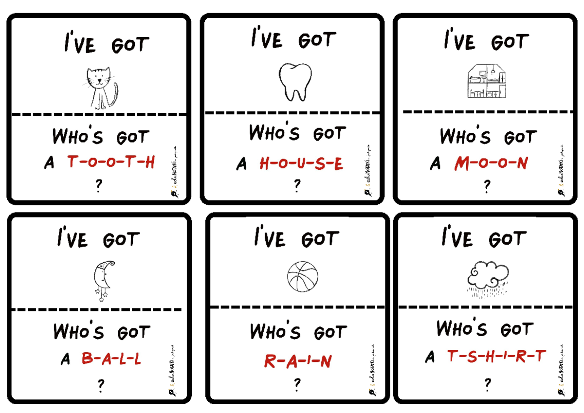 Karty-whos-got1 - Dla ucznia - I'VE GOT I'VE GOT I'VE GOT WHO'S GOT WHO ...