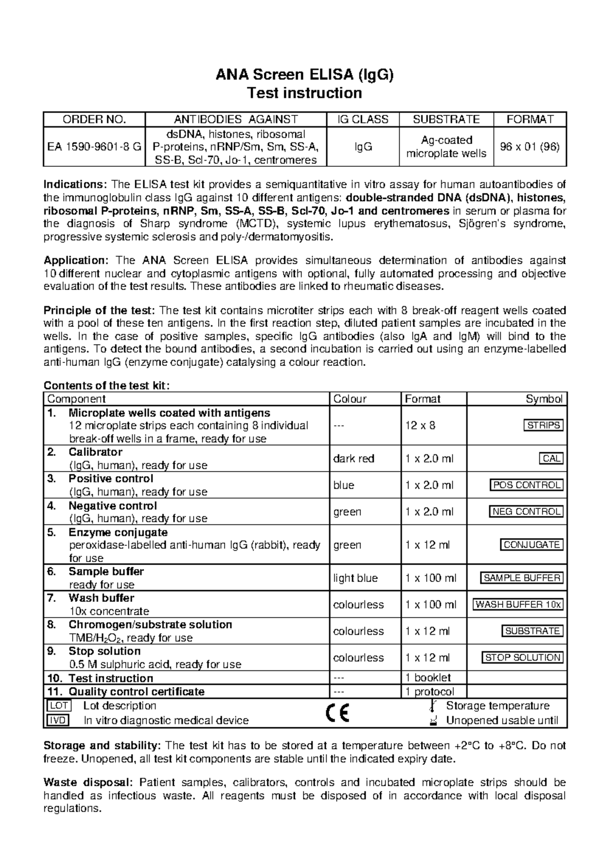 ANA Screen Elisa (Ig G) - kit insert - ANA Screen ELISA (IgG) Test ...