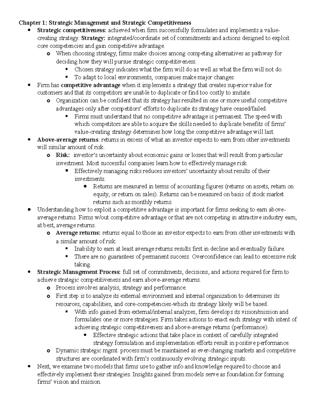 Chapter 1 Strategic Management and Competitiveness - Chapter 1 ...