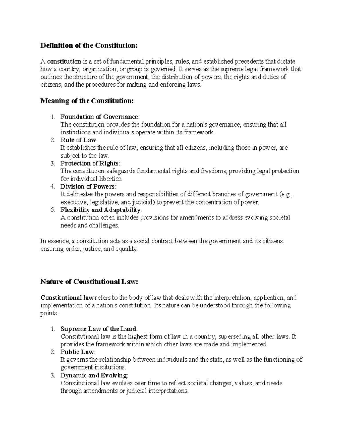 CONS - 1 Study Material - Definition of the Constitution: A ...