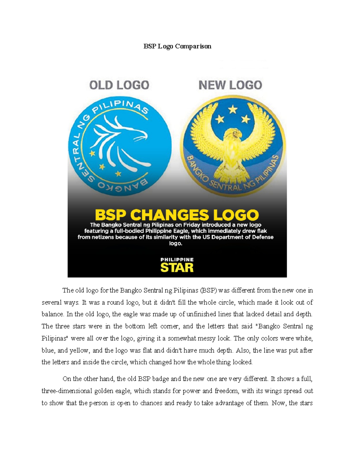 LOGO Comparison - Logo comparisom - BSP Logo Comparison The old logo ...