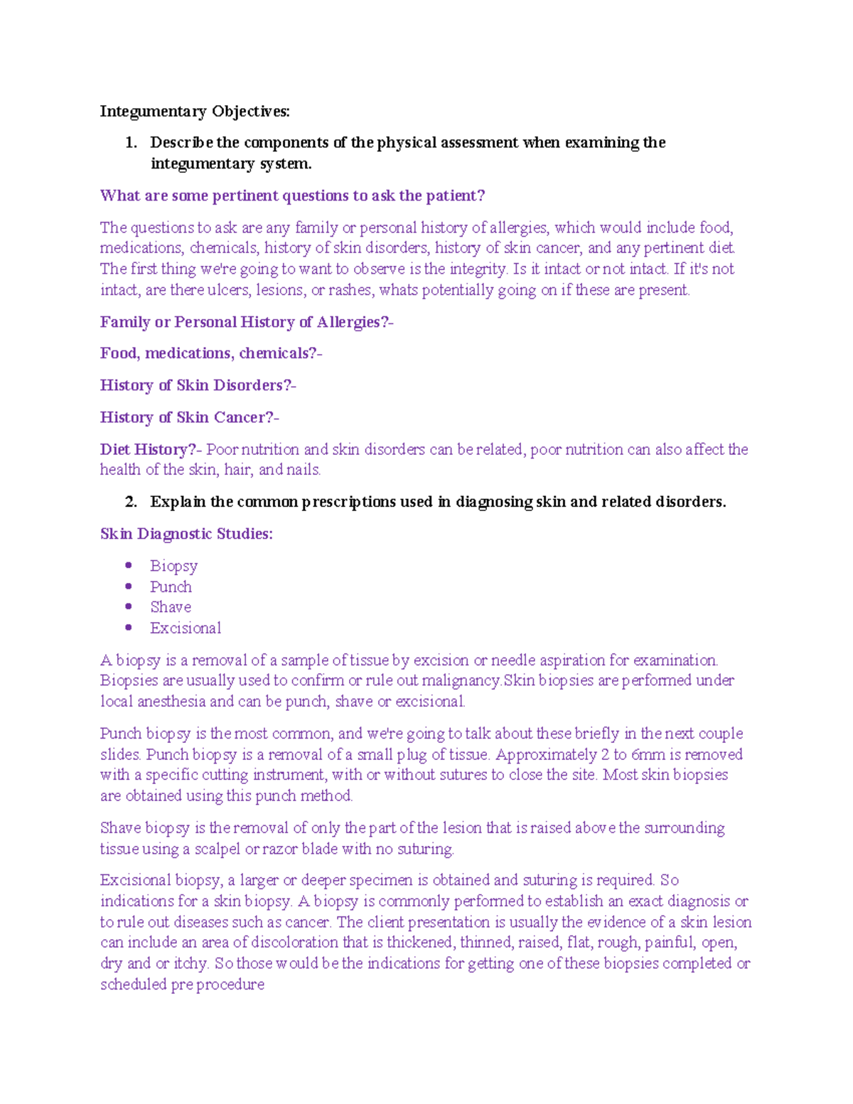 Integumentary System Nursing Study Guide (NUR 202) - Studocu