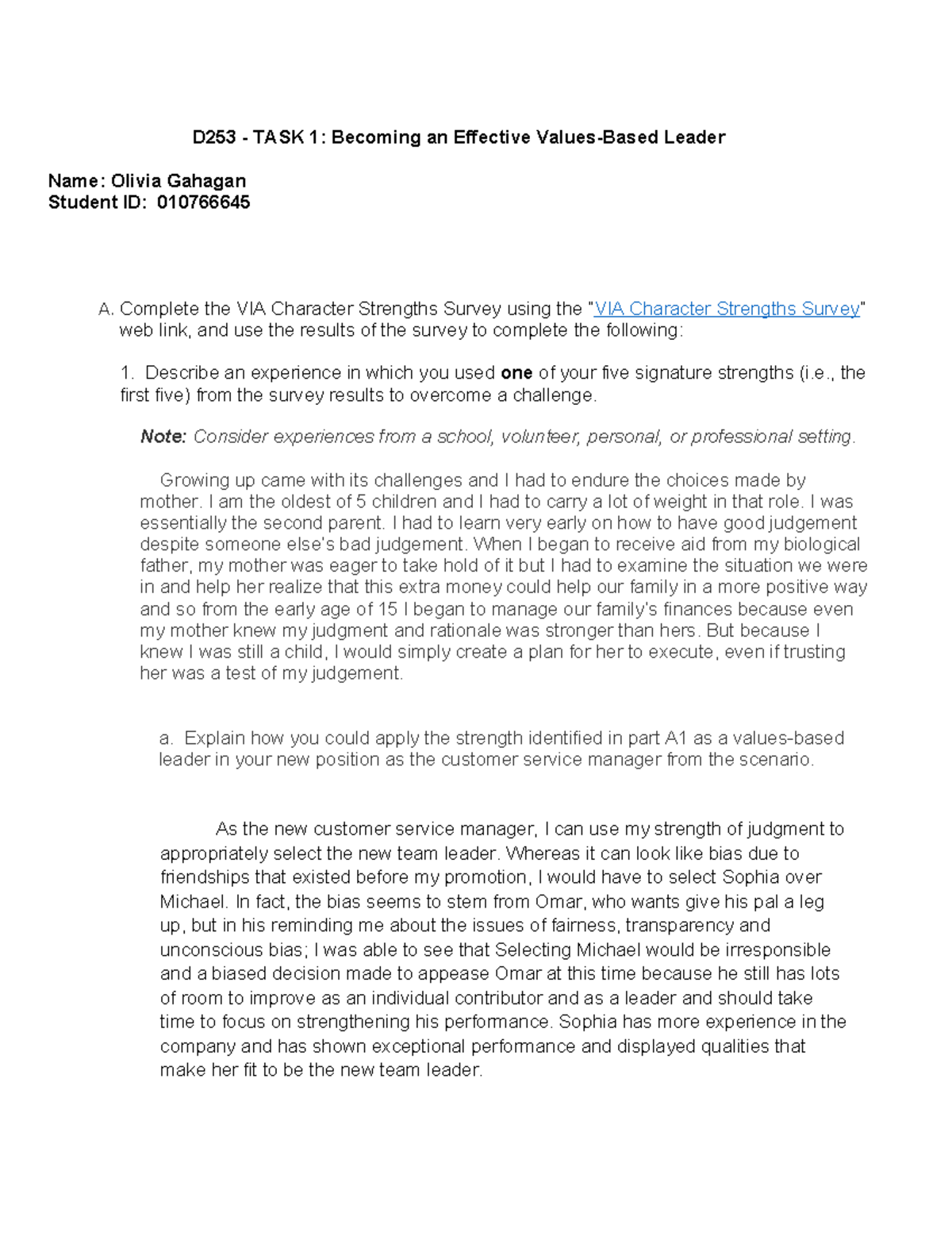 D253 RSM3 Task 1: Leadership Strengths and Challenges Analysis - Studocu