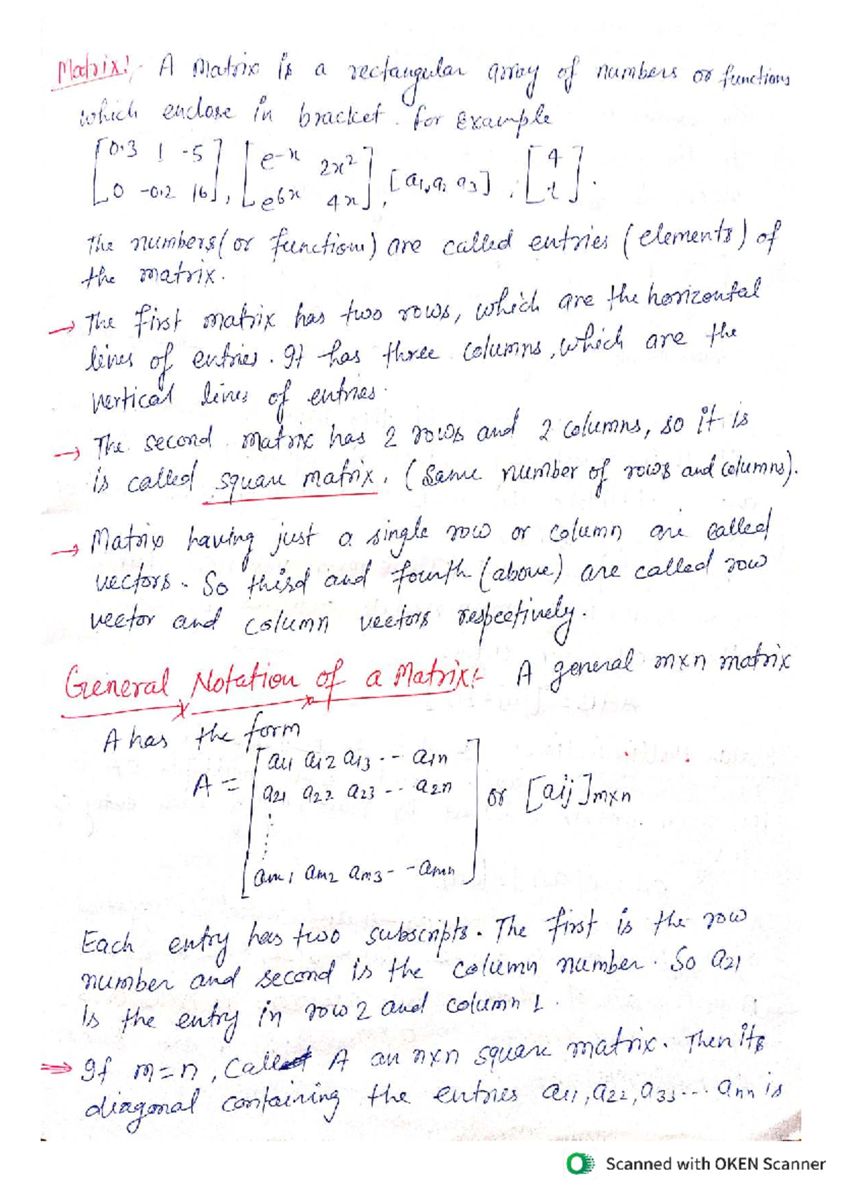 Linear Algebra Notes (MATH 101) - Matrix Concepts and Operations - Studocu
