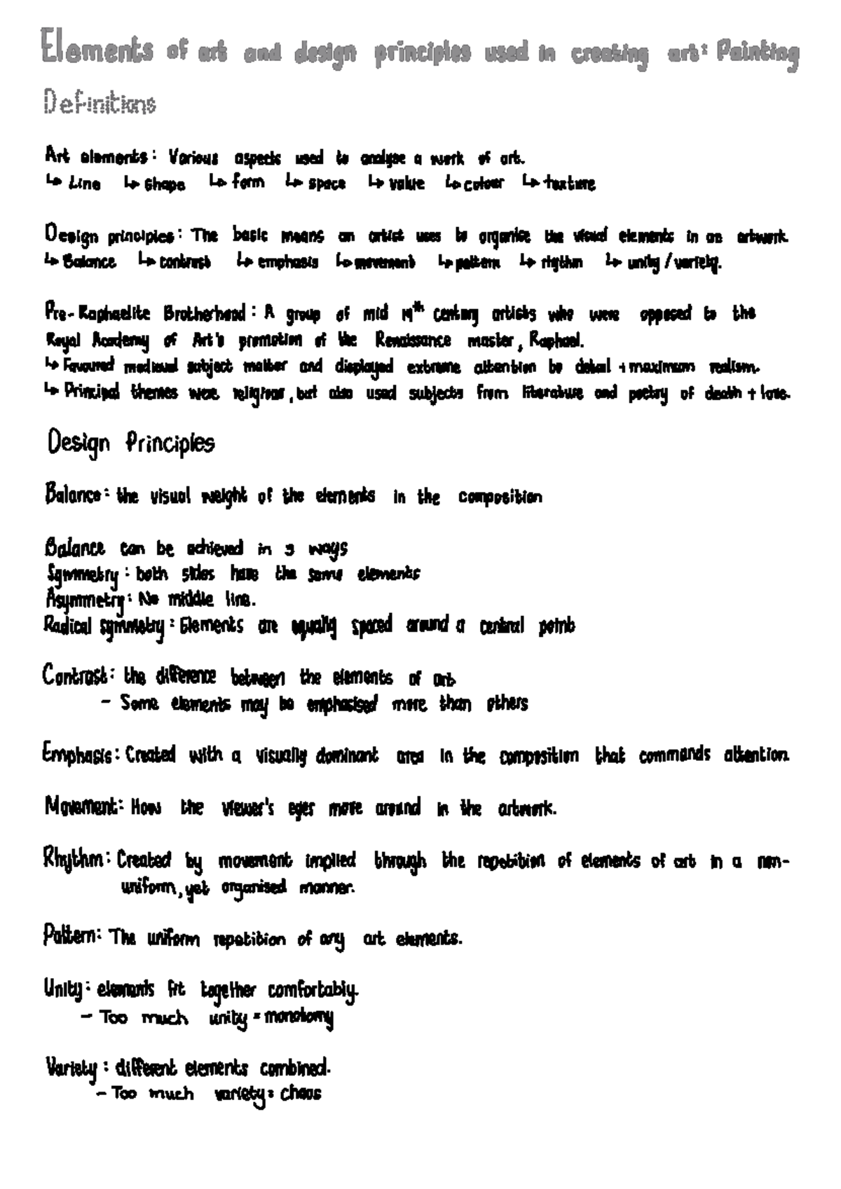 Drama Unit 1 - Grade 9: Elements of Art & Design Principles - Studocu