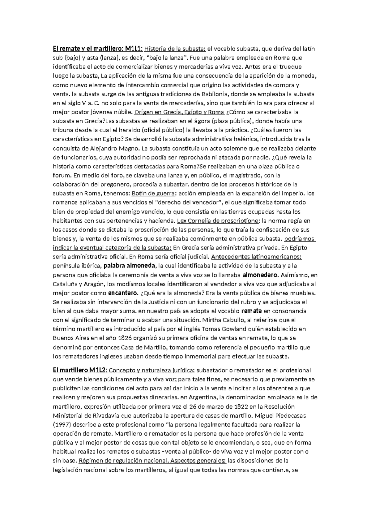 Práctica Profesional II (Ejecución) M1 Y M2 - El remate y el martillero ...