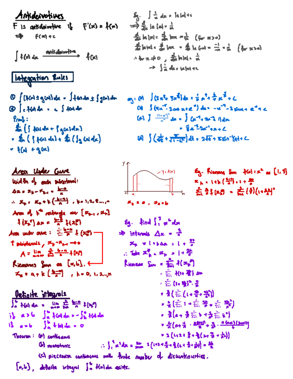 Integration Notes for Calculus (MATH 101) - Studocu