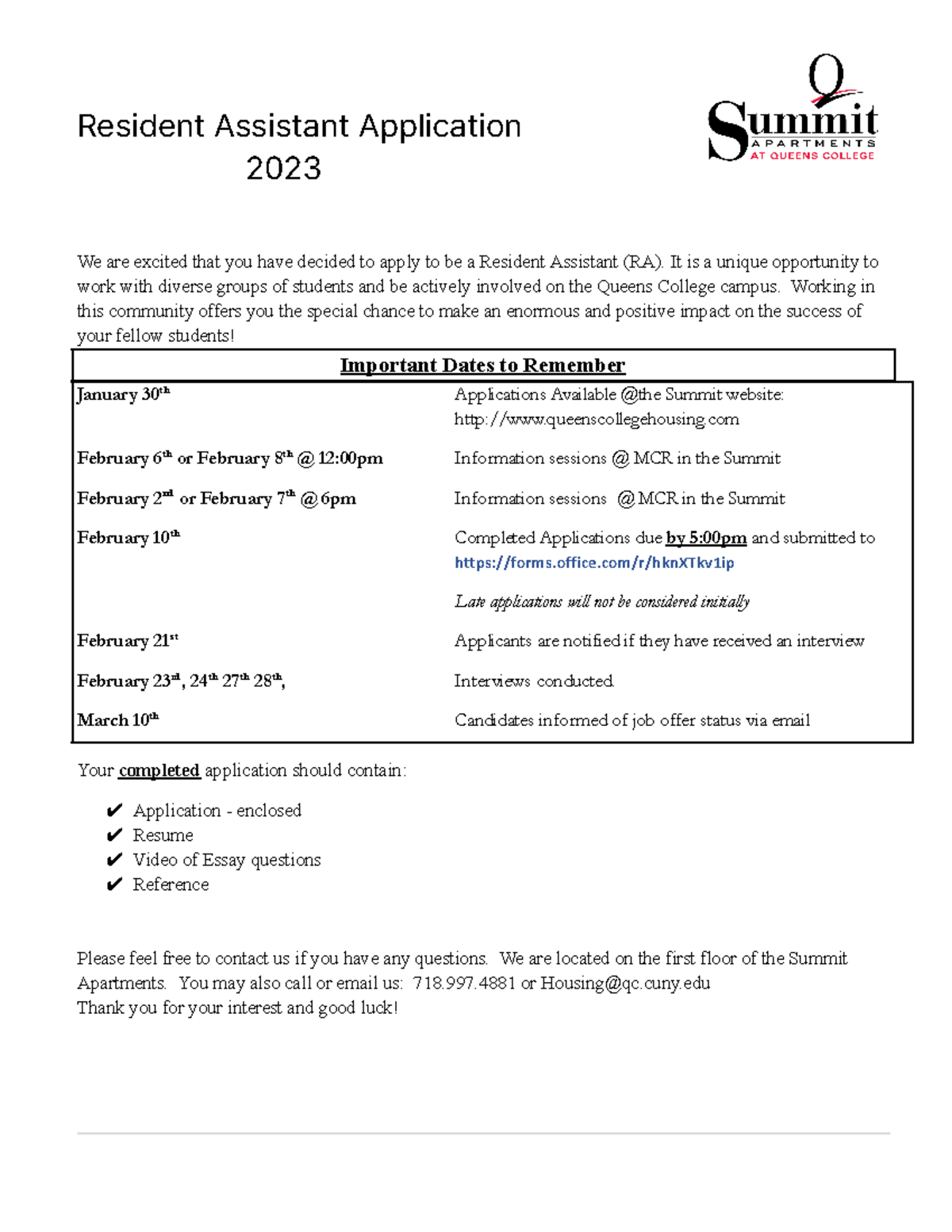 RA Application Guide 2023 - Important Dates and Requirements - Studocu