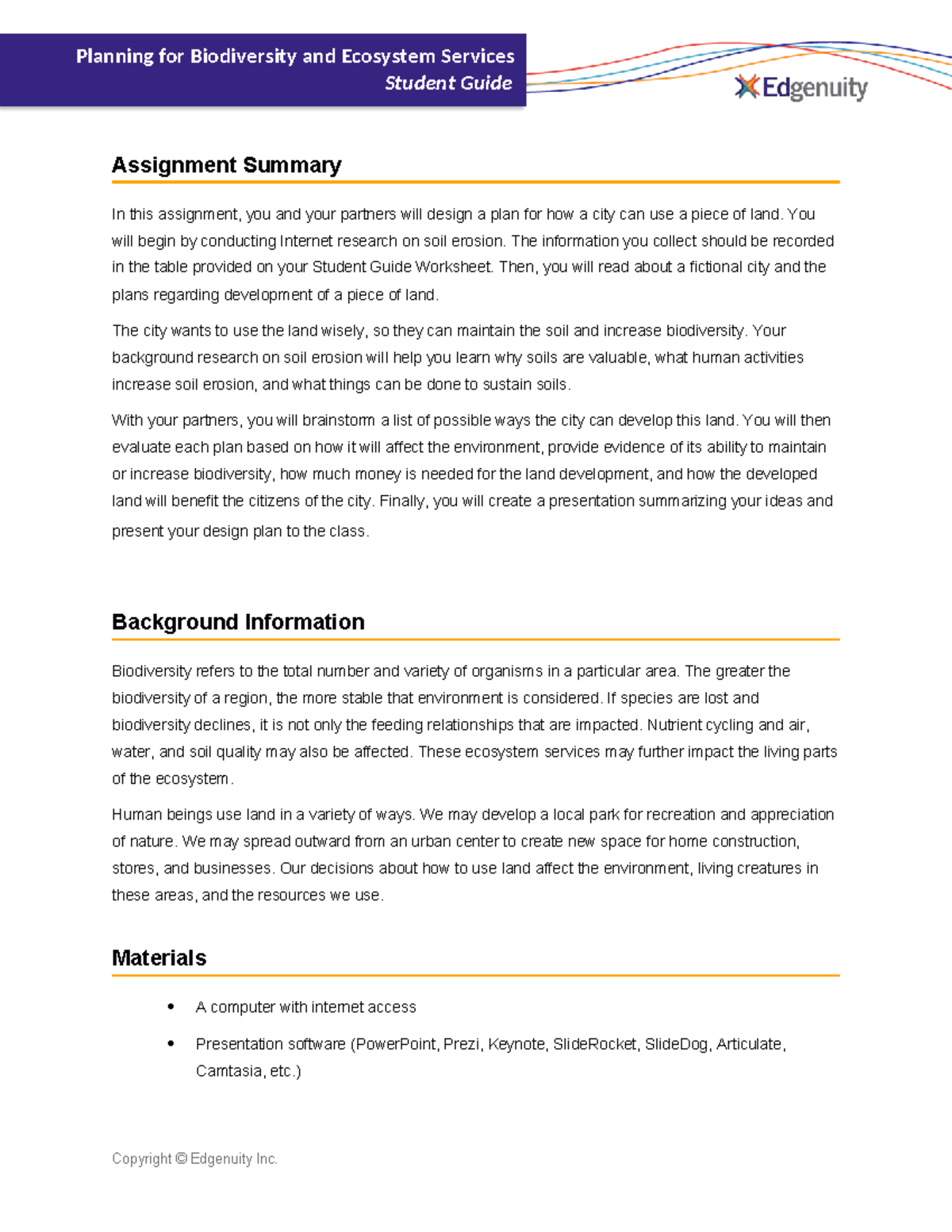 Biodiversity & Ecosystem Services Project (Course Code: BIO101) - Studocu