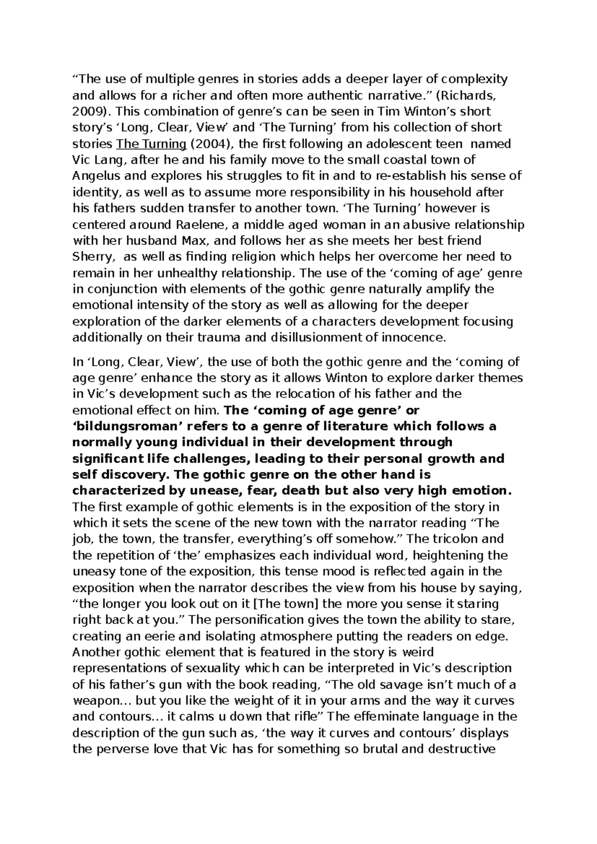 Long Essay on Clear and The Turning: Genre Complexity Analysis - Studocu