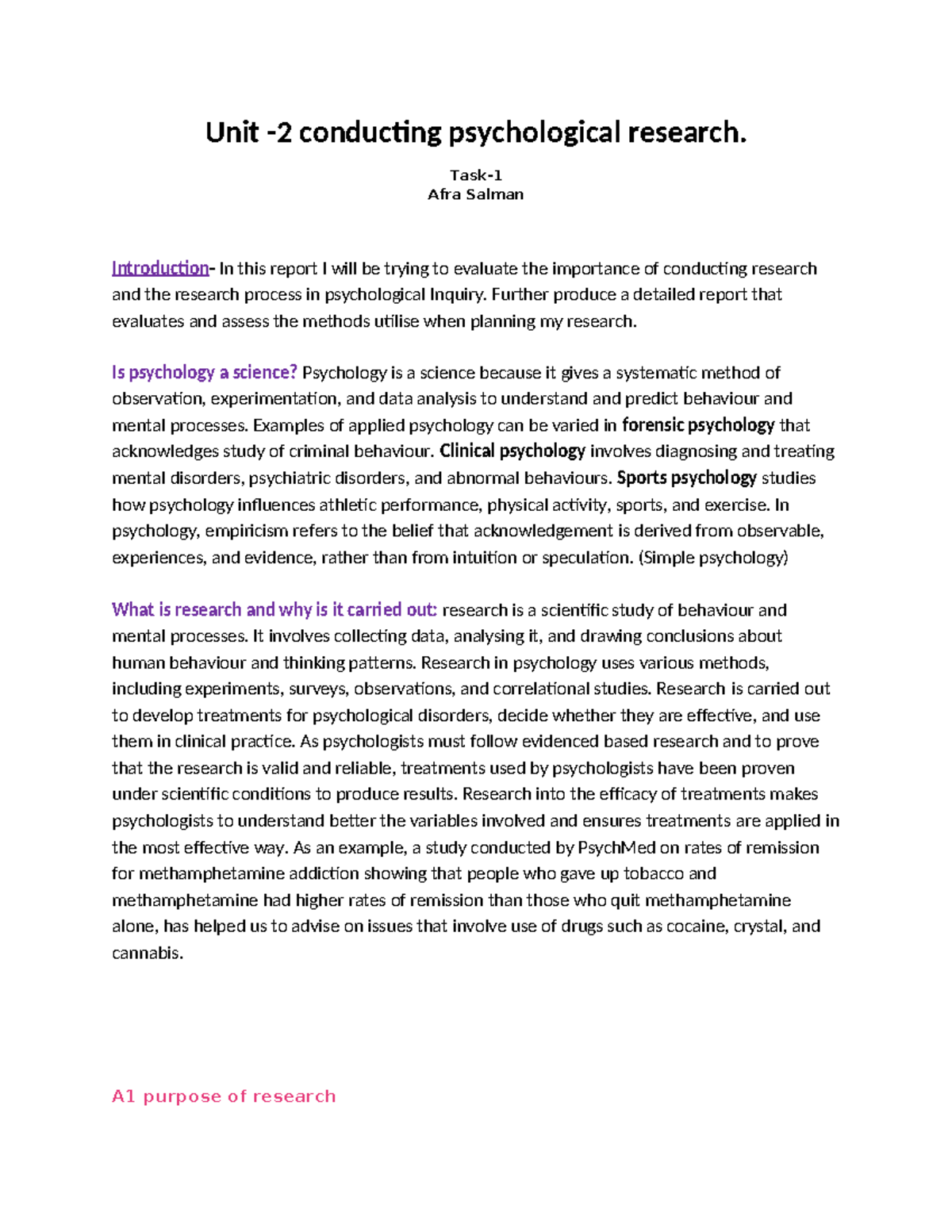 Research Psychology: Unit 2 - Evaluating Methods and Processes - Studocu