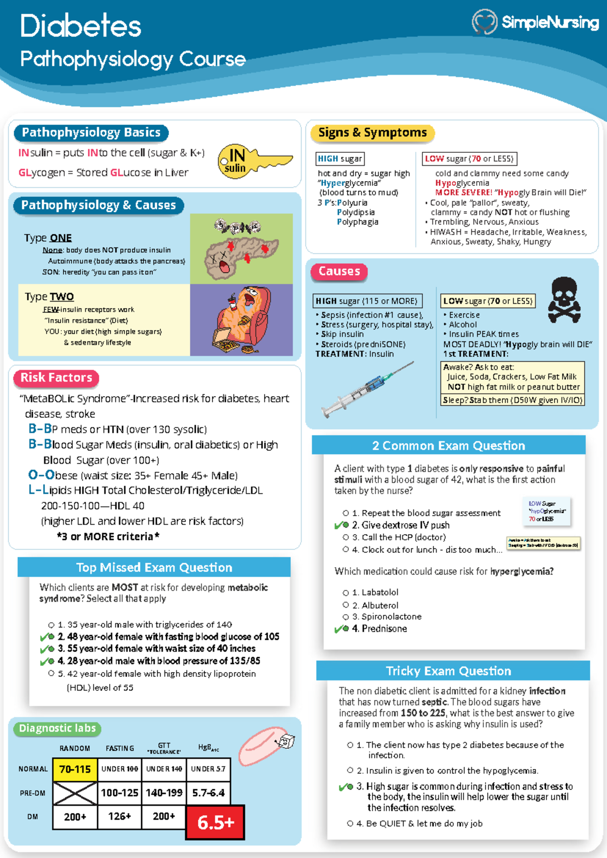 Diabetes Pathophysiology, Causes, Symptoms & Lab Findings - Exam Notes ...
