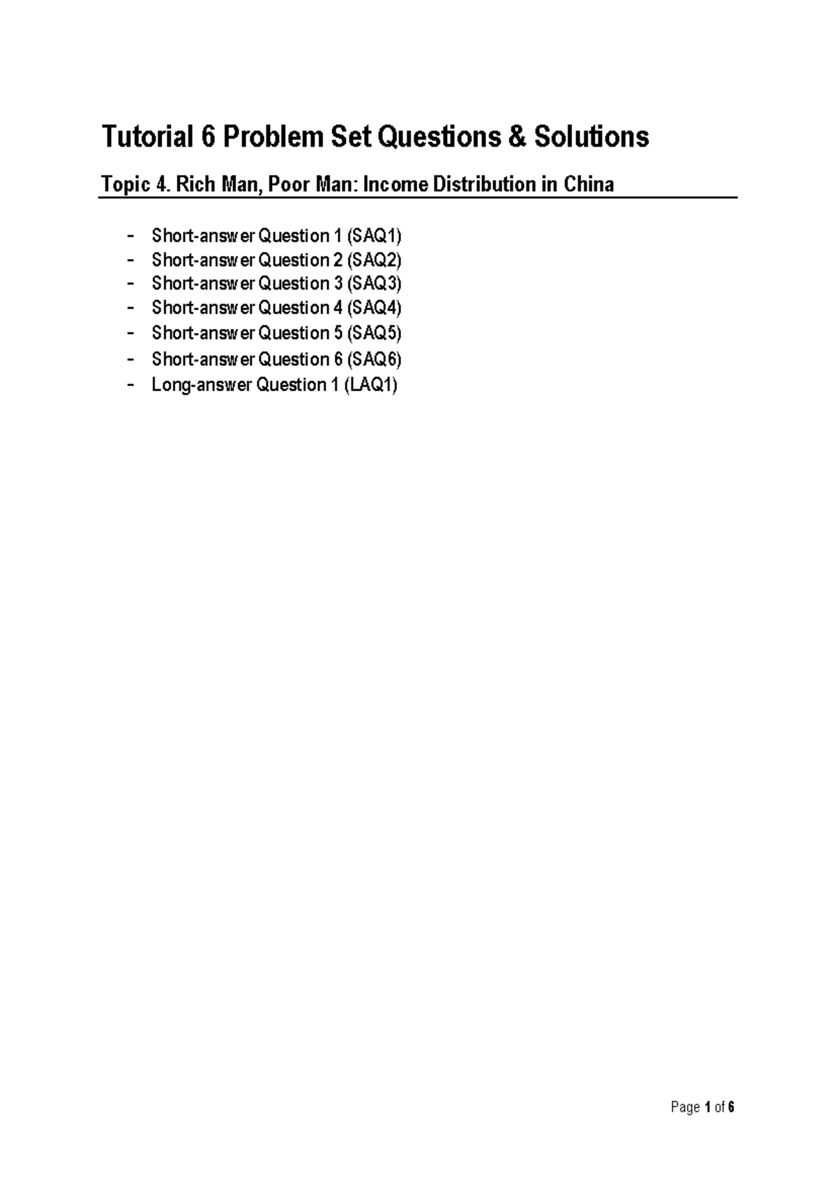Tutorial 6 - Problem Set Solutions on Income Distribution in China ...
