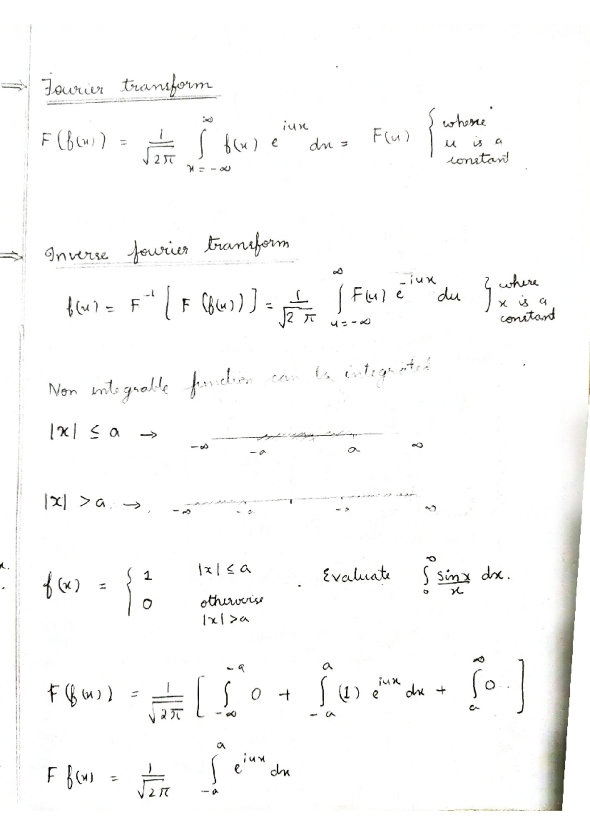 Infinite Fourier Transform - MATH 101 Lecture Notes - Studocu