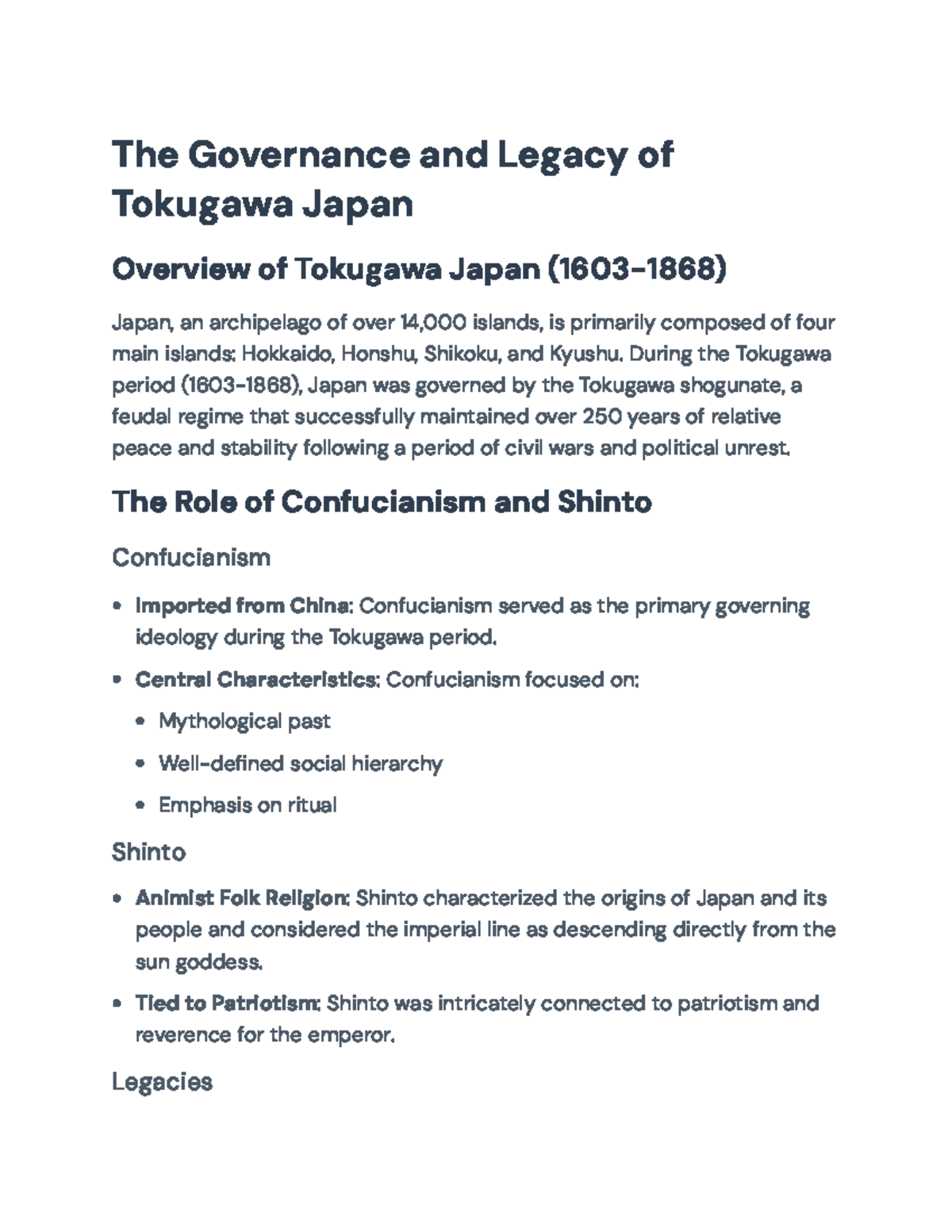 The Governance and Legacy of Tokugawa Japan: An Overview (HIST 101 ...