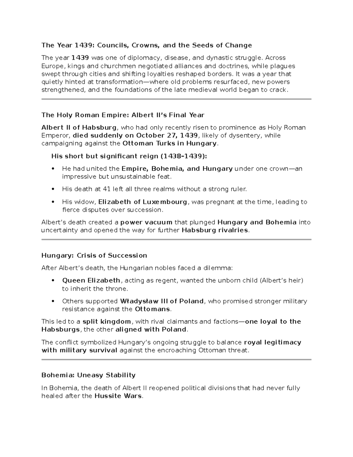 1439: A Year of Change - Essay Notes on European Dynamics - Studocu