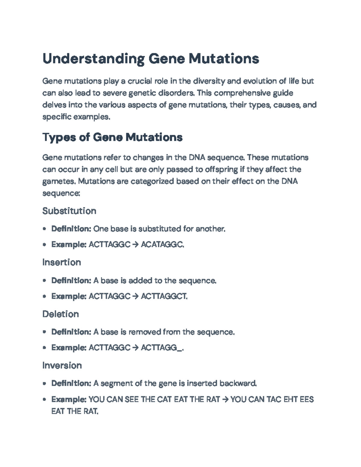 Understanding Gene Mutations: Types, Causes, and Genetic Disorders ...