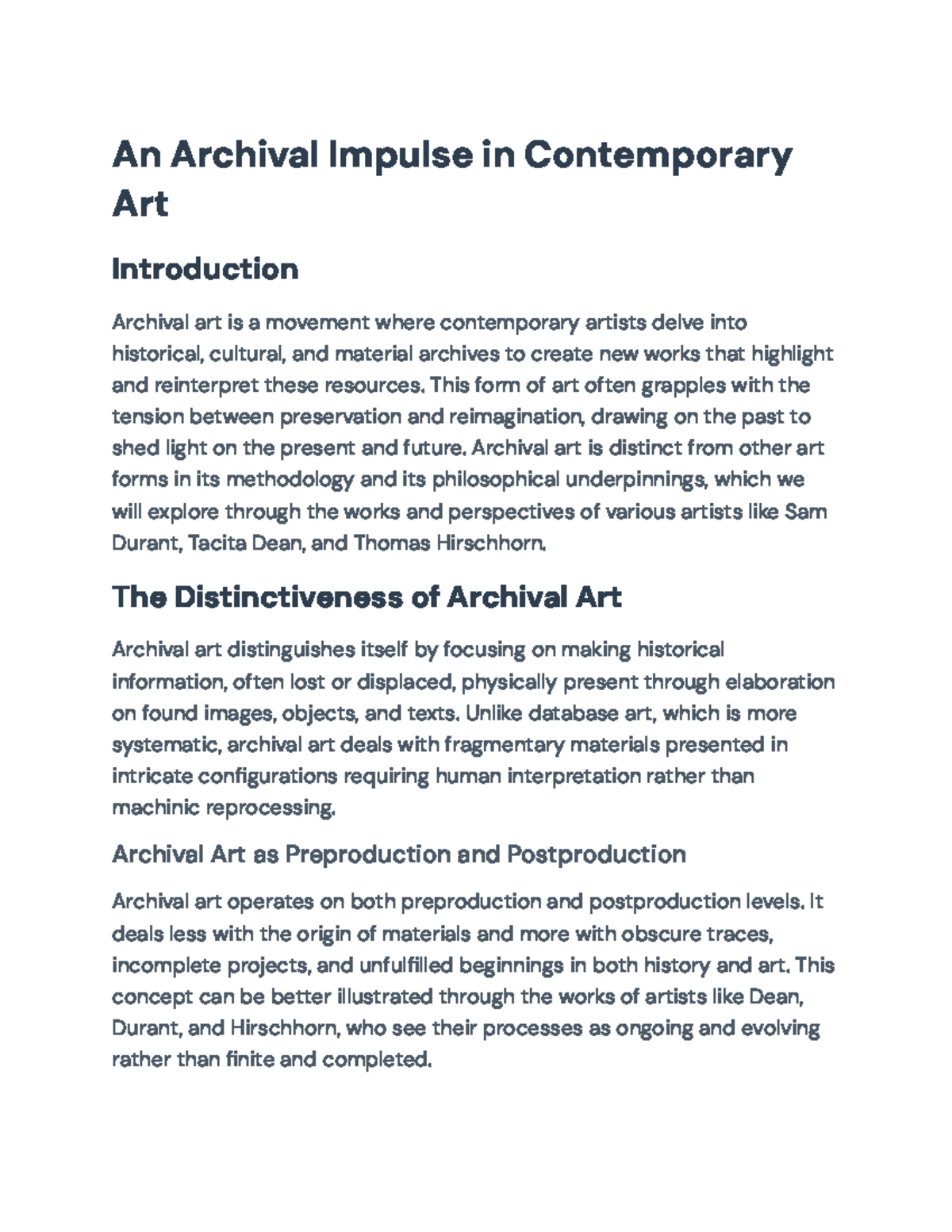 Understanding Archival Art: Insights from Durant, Dean, and Hirschhorn ...