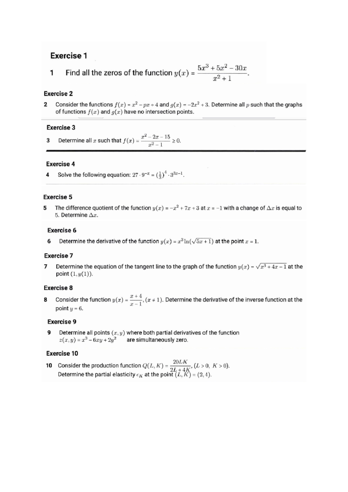 Midterm 25 - Complete Overview of Function Analysis Exercises - Studeersnel