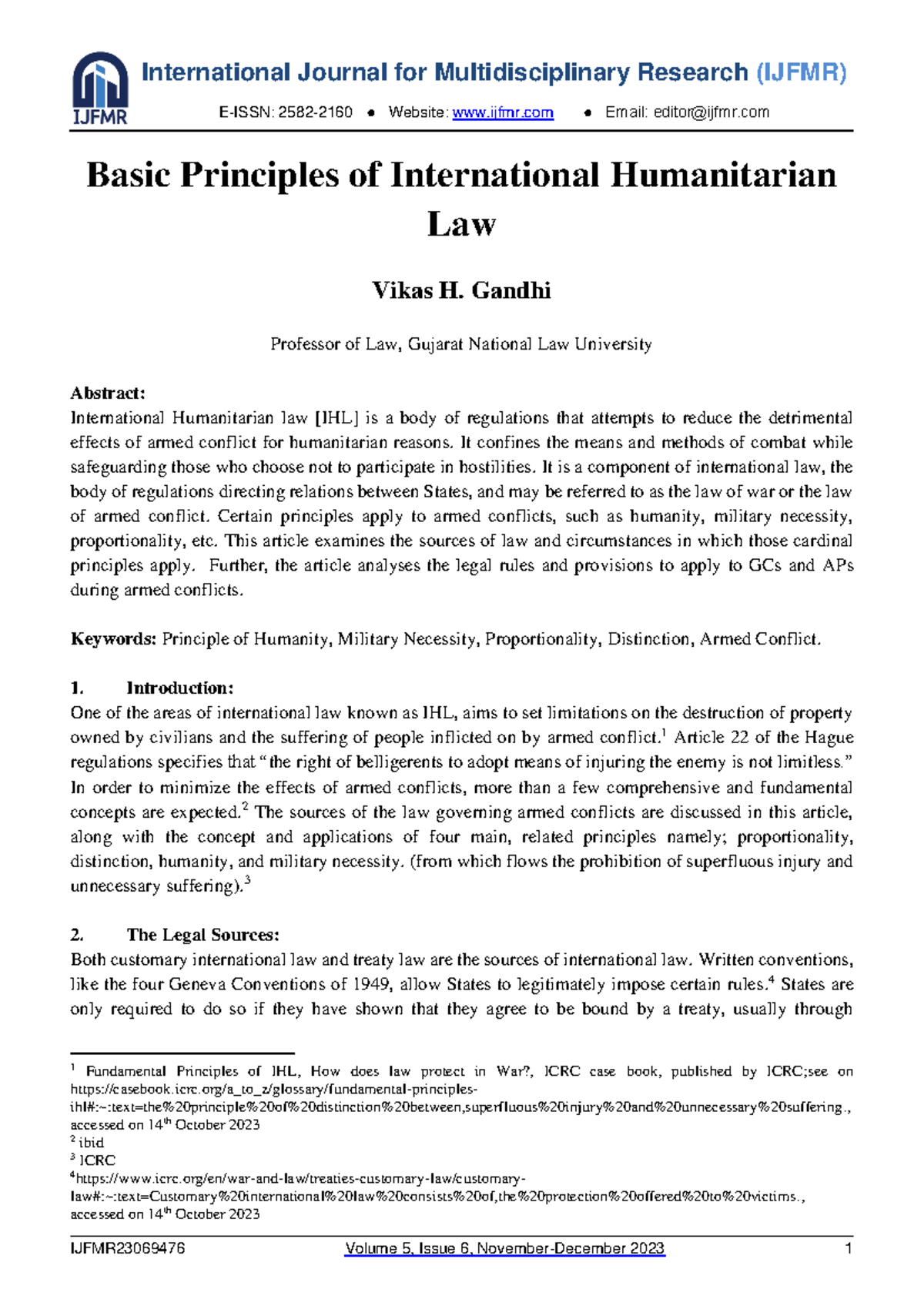 Basic Principles of IHL - Analyzing Humanitarian Laws and Their ...