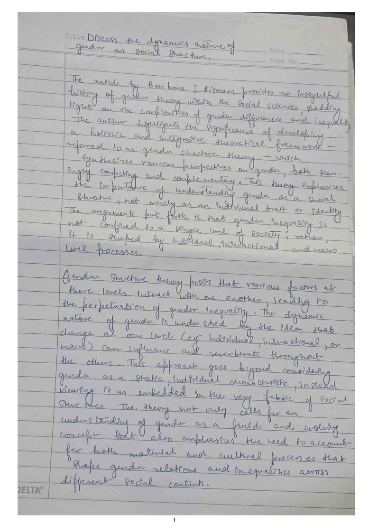 Gender as a Social Structure: Insights from Barbara I. Risman's Theory ...