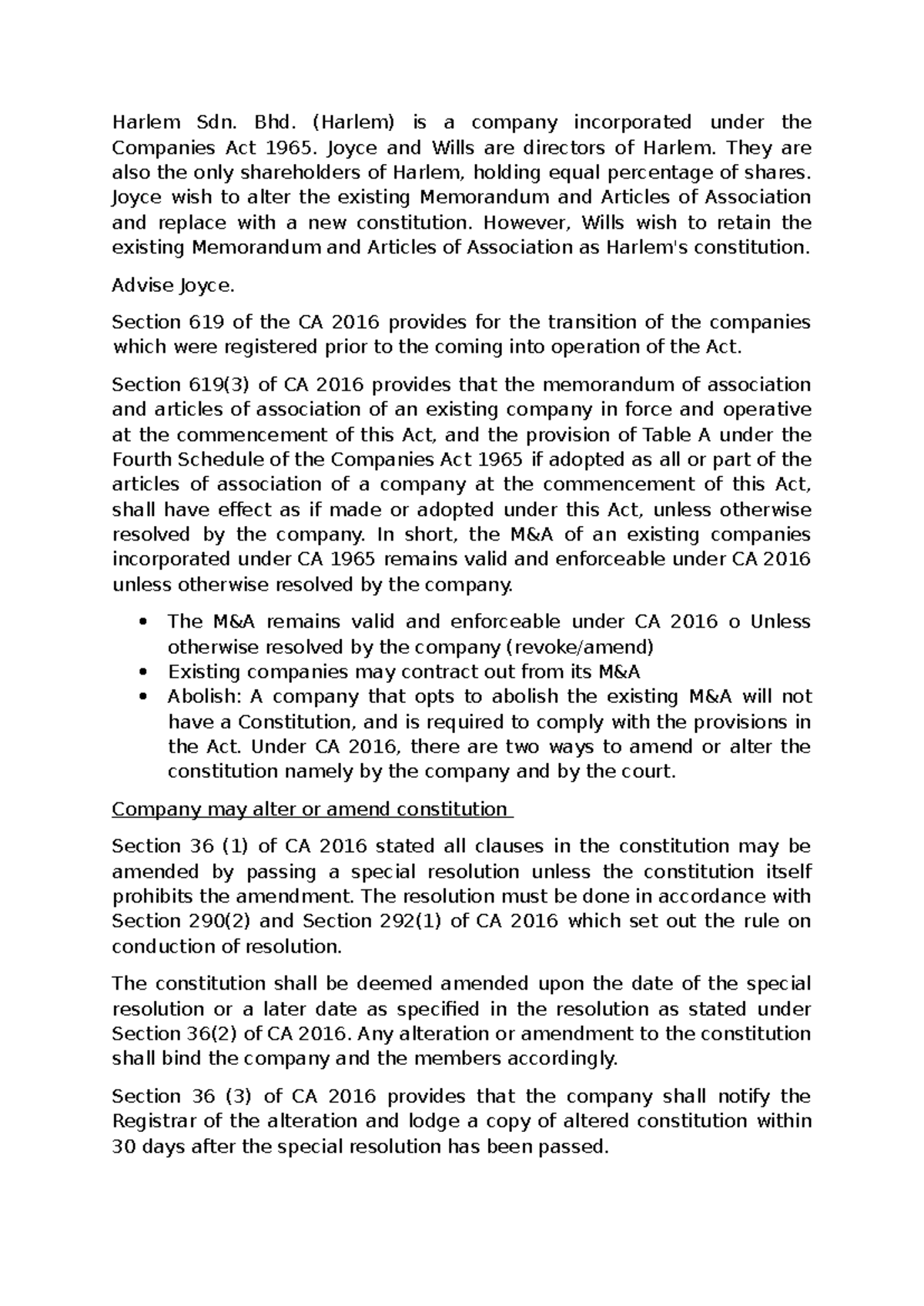 Tutorial Week 12 - Harlem Sdn. Bhd. (Harlem) is a company incorporated ...