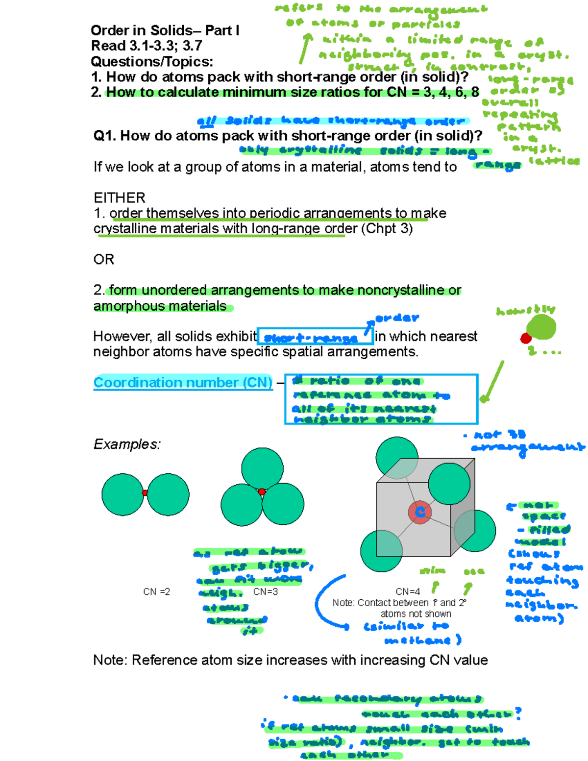 MSE 2001 - Order in Solids: Part 1 Lecture Notes - Studocu