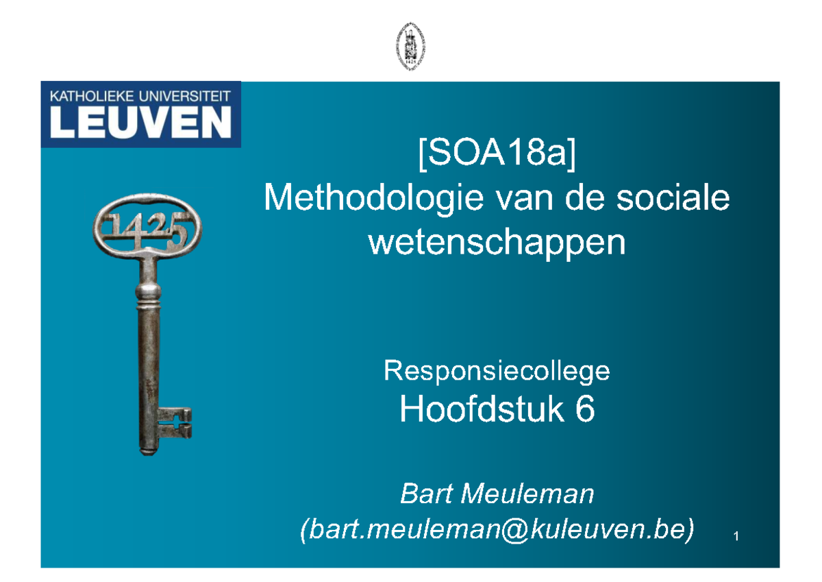 Meth SW - Responsiecollege Hoofdstuk 6: Meetprocessen en Validiteit ...