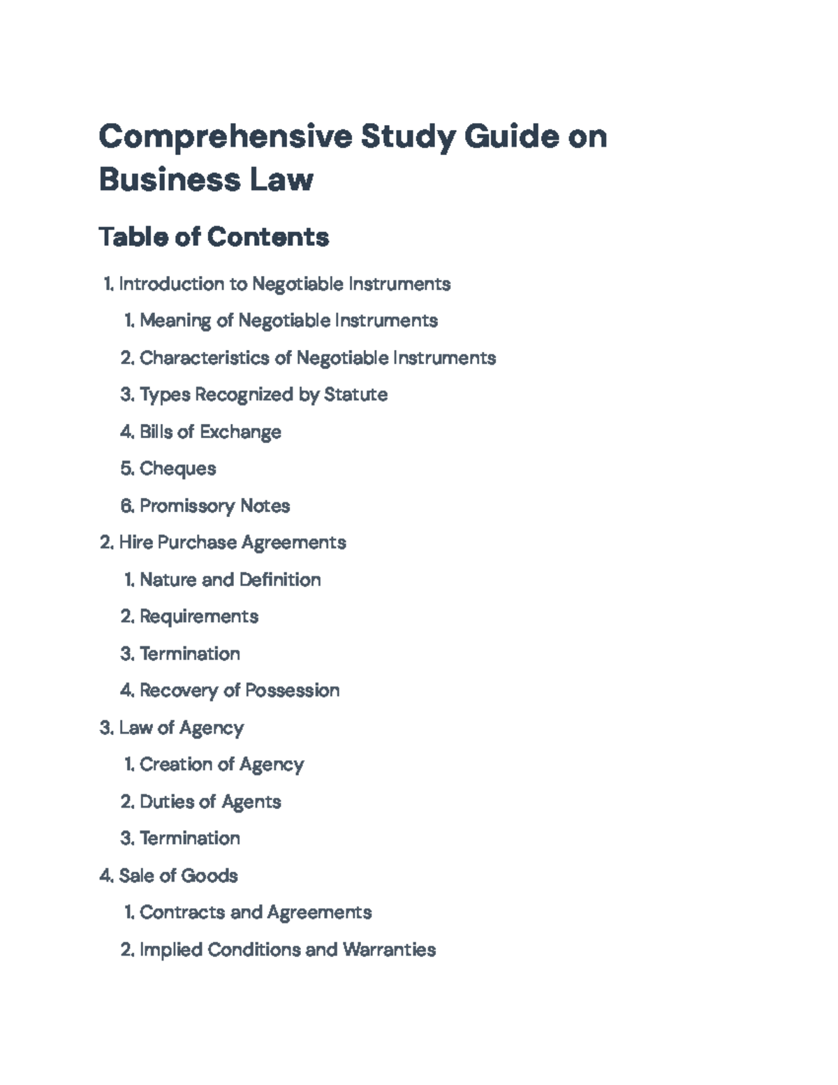 Business Law Study Guide: Negotiable Instruments, Agency, and Torts ...