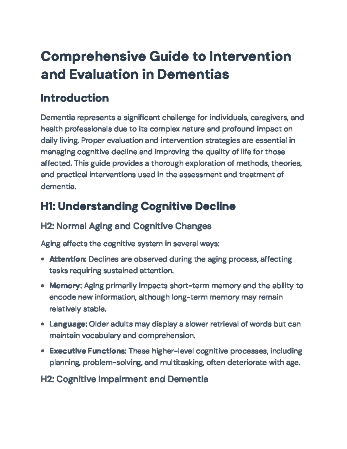 Comprehensive Guide to Dementia Evaluation and Intervention Strategies ...