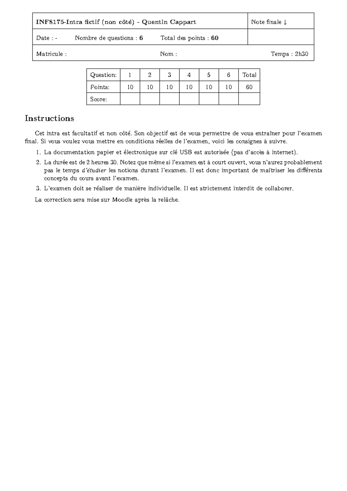 INF8175 Intra Fictif - Solutions et Explications - Studocu