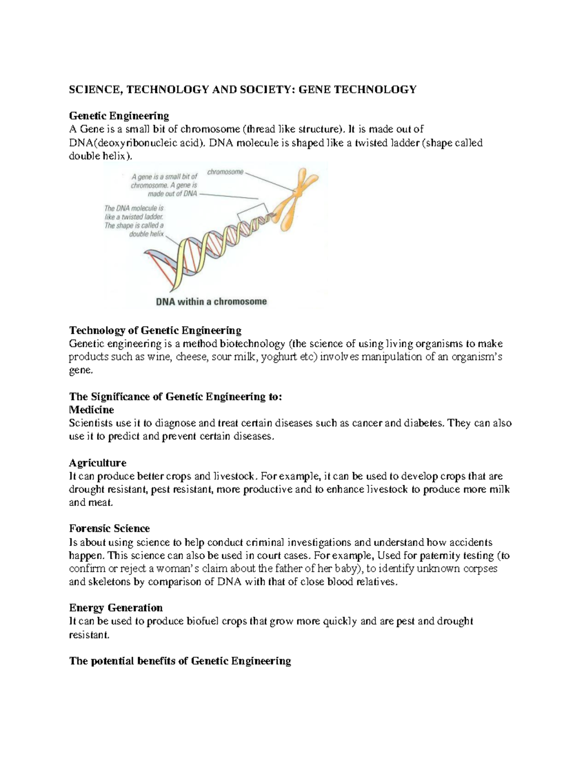 Revised Form 2 Science Notes on Gene Technology and Ecosystems - Studocu