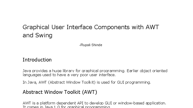 Graphical User Interface Components with AWT and Swing - Graphical User Interface Components ...