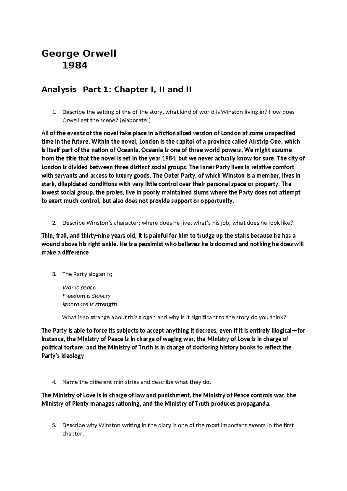 Analysis of 1984 by George Orwell: Chapters 1-3 Overview and Insights ...