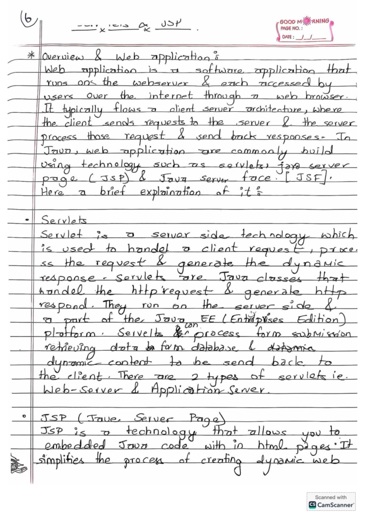 Unit 6 & 7 Handwritten Notes on JSP and Web Application Development ...